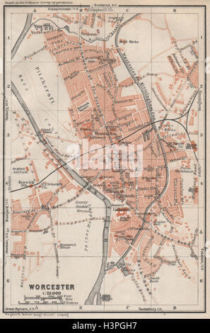 WORCESTER. Vintage town city map plan. Worcestershire, 1939 Stock Photo ...