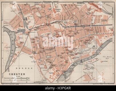 CHESTER town city plan. Grosvenor Precinct Handbridge. Cheshire 1906 ...