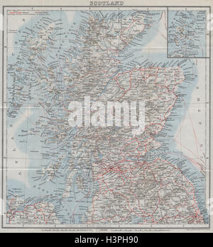 RAILWAY MAP OF SCOTLAND. Steamboat steamship routes. BAEDEKER, 1910 ...