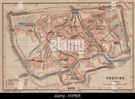 TREVISO. Vintage town city map plan. Italy, 1927 Stock Photo - Alamy