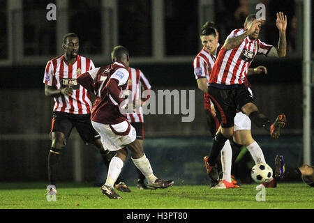 Anthony Cook (7) scores the first goal for Chelmsford and celebrates ...