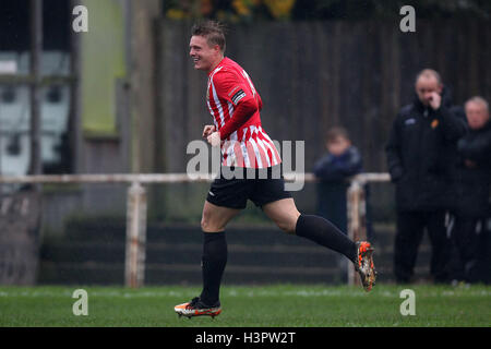George Purcell scores the first goal for Hornchurch and celebrates ...