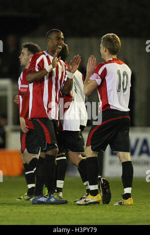 Margate celebrate their second goal - AFC Hornchurch vs Margate - Ryman ...