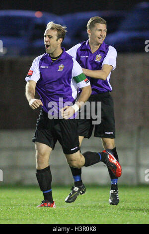 Elliot Styles celebrates the first Hornchurch goal with his team mates ...