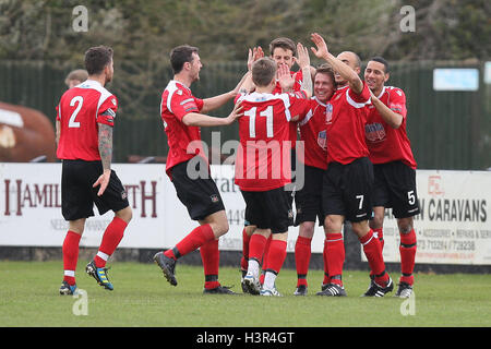 Needham Market celebrate their first goal - Needham Market vs Romford ...