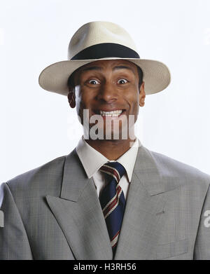 Man, suit, care, facial play, grin, portrait, Men, studio, cut out ...