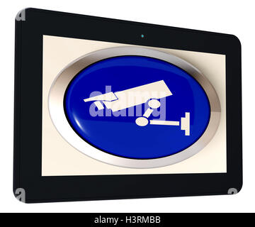 Camera Button Shows CCTV and Web Security Stock Photo - Alamy