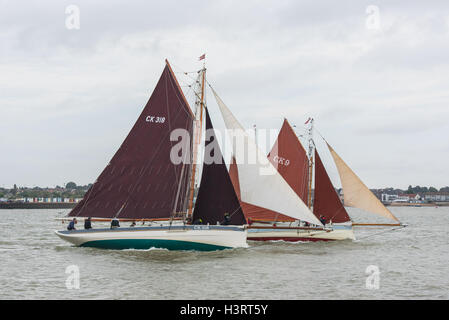 Sailing smacks racing in the Colne estuary in Essex. L-R: CK9 Harriet ...