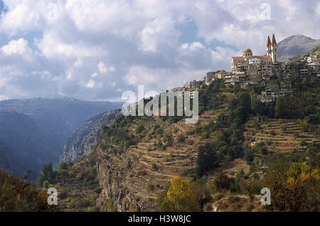 Lebanon, Libanongebirge, Qadisha valley, mountain village Hadath al ...