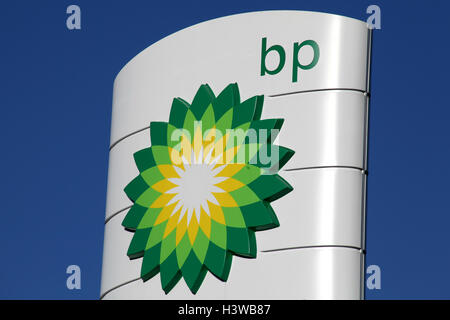 BP Petrol Station Sign With Unleaded Petrol and Diesel Fuel Prices ...