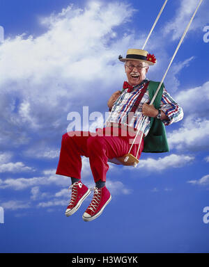 Senior, care, swing, cloudy sky, studio mb 127 A3 Stock Photo - Alamy
