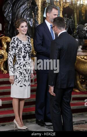 Madrid, Spain. 12th October, 2016. King Felipe VI of Spain and Queen ...