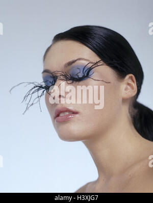 Woman, young, ocular make-up, extravagant, eyelashes, portrait, women's ...