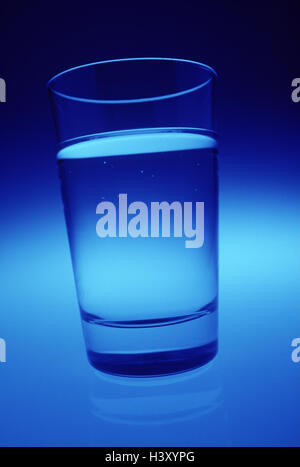 Blue water filter with glass on grey background Stock Photo - Alamy