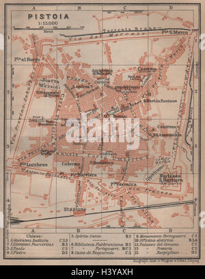 PISTOIA. Vintage town city map plan. Italy, 1927 Stock Photo - Alamy