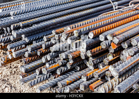 Steel bars stacked for construction, classified by the bending shape at ...