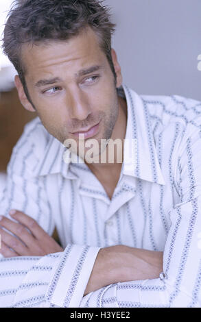 Man, young, doubtful, portrait, model released, man's portrait ...