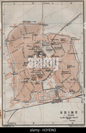 UDINE antique town city plan piano urbanistico. Italy mappa. BAEDEKER ...
