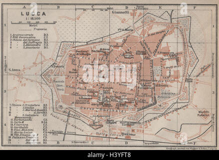ITALY: Lucca, 1913 antique map Stock Photo - Alamy