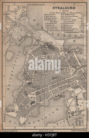 STRALSUND antique town city stadtplan. Mecklenburg-Vorpommern karte ...