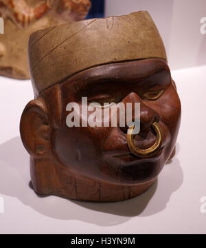 Ceramic Huaco portrait representing an elite figure from Peru. Dated ...