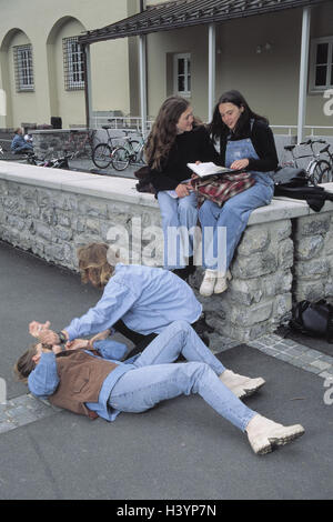 Playground, young persons, fight teenager, boys, two, scrap, beat ...