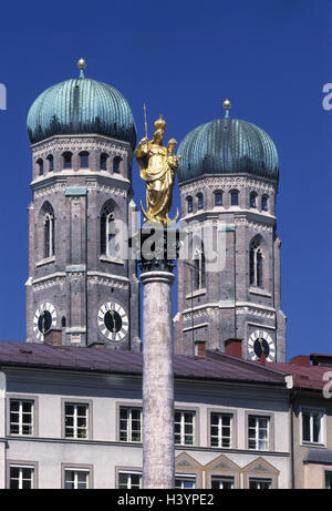 Marienplatz, towers, Church of Our Lady, Marien's pillar, new city hall ...