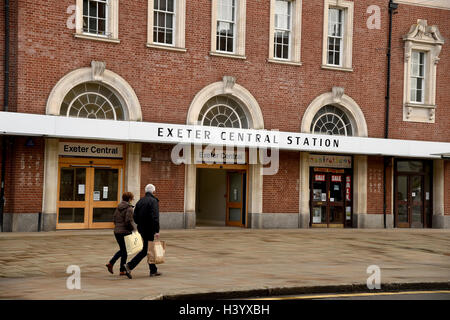 People outside Exeter Central Station railway station, Exeter city ...