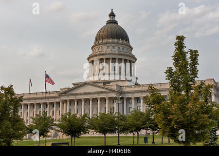 The front facade of the Utah State Capitol building in Salt Lake City ...