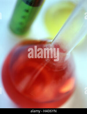 Laboratory vessels, Mensur, dye solution, close up, measuring cylinder ...