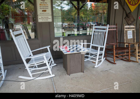 Giant checker set with rocking chairs in front of a Cracker Barrel ...
