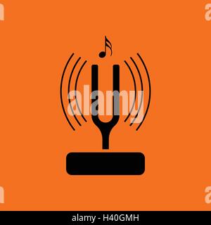 Tuning fork icon. Orange background with black. Vector illustration ...