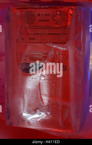 Freezer, computer, computer, freezes over, detail, PC, minitower, layer ...