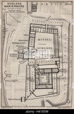 ZAMEK W MALBORKU. Ordensburg Marienburg. Malbork Castle plan. Poland ...
