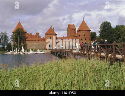 Lithuania, Trakai national park, quay Tra, lake Galves Ezeras, boots ...