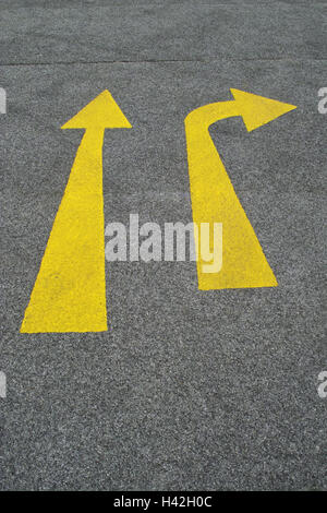 Road marking with a right turn arrow and a straight arrow Stock Photo ...