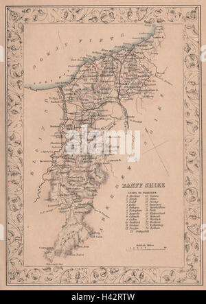 Decorative antique county map of Banffshire, Scotland. FULLARTON 1866 ...