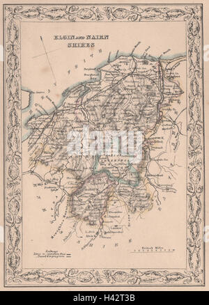 Decorative antique county map of Elginshire & Nairnshire. FULLARTON ...