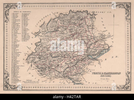 PERTHSHIRE & CLACKMANNANSHIRE: Antique county map. Alloa. Scotland ...