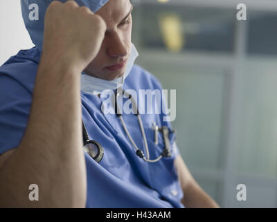 Doctor, houseman, thoughtful, exhausts, hospital, clinic, operation ...