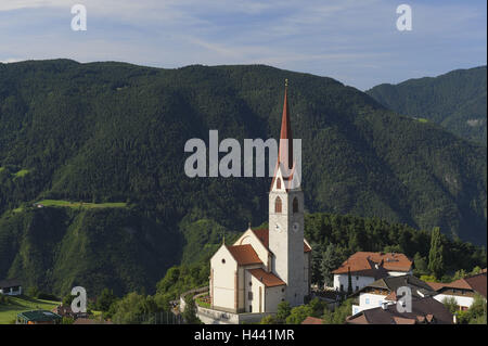 Italy, South Tyrol, to rides, Unterinn, local view, church, summer ...