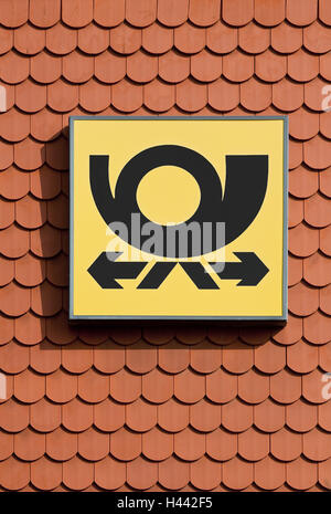 Deutsche Post logo with a post horn, German post office, branch in ...