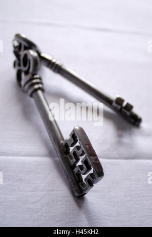 Keys, old, cloth, lie, enclose beard key, forged, two, largely ...