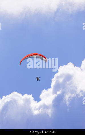 Paraglider in the blue sky. The sportsman flying on a paraglider Stock ...