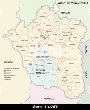 greater mexico city administrative map Stock Vector Image & Art - Alamy