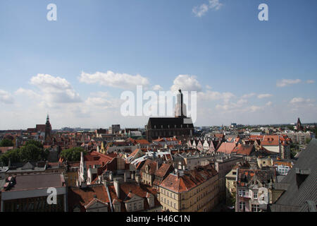 Poland, Wroclaw, town overview, mathematics tower, figure Stock Photo ...