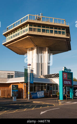 Lancaster (Forton) Services, UK, on the M6 motorway. The Pennine Tower ...