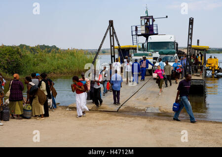 Africa, Namibia, Kasane, border crossing Zambia - Botswana, person ...