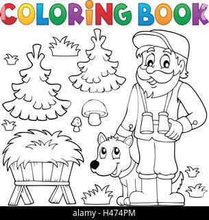 Coloring book forester theme 1 - eps10 vector illustration Stock Vector ...