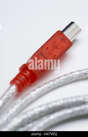 Close-up of a red USB cable on a white background. Copy space Stock ...